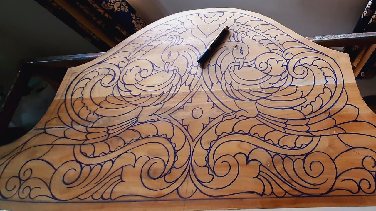 |wood drawing tutorial peacock|wood design|wood art|UP wood art| wood ...