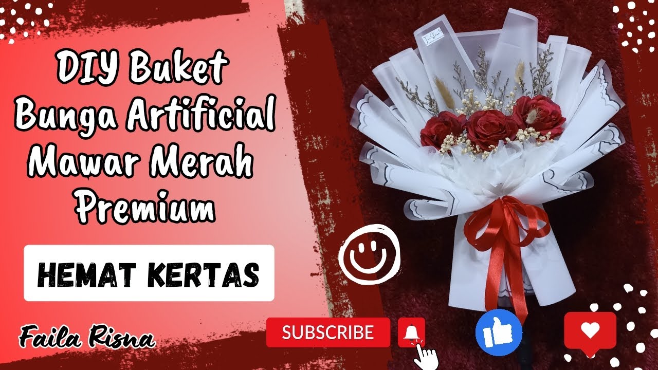 Tutorial Buket Bunga Artificial Mawar Merah, DIY Buket Mawar Merah ...