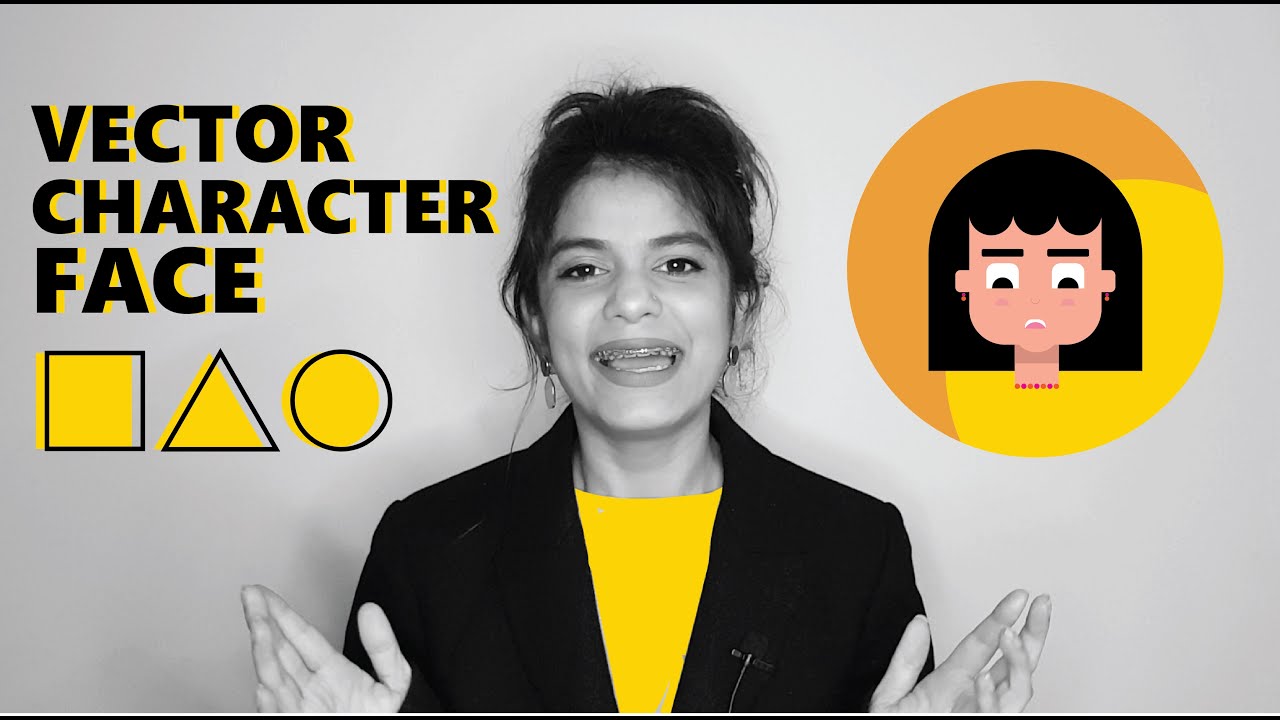 How To Create Flat Character Face With Shapes l Vector Art l ...