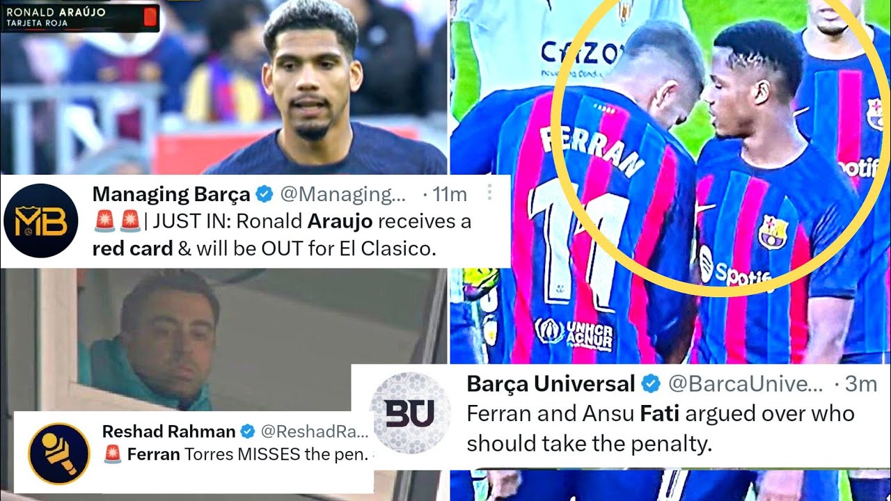 [Reactions] Araujo Red Card Valencia | Barcelona vs Valencia 1-0 | Ansu ...