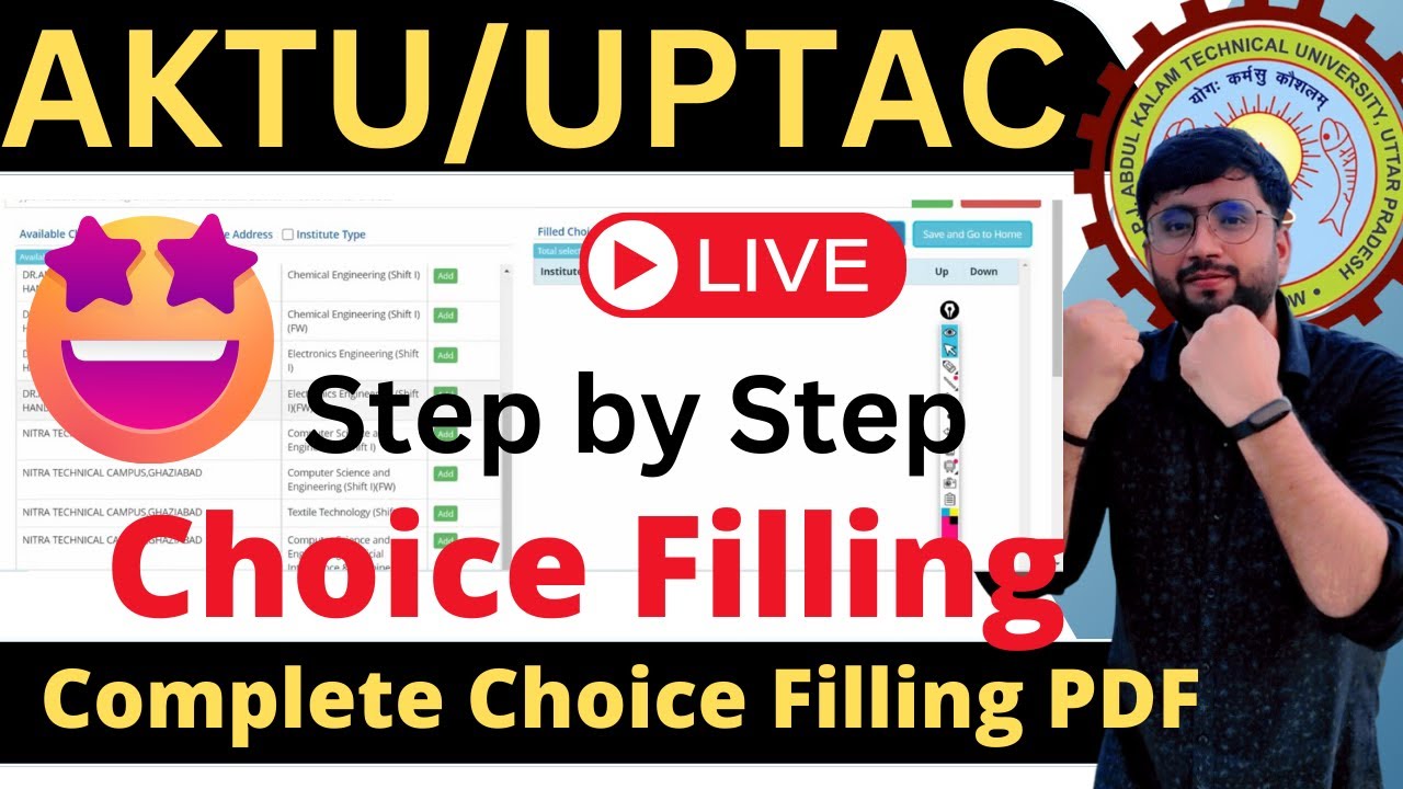 AKTU/UPTAC Live Choice Filling | How to Fill Choices | Free Choice ...