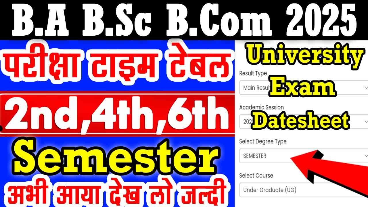 B.A BSc 2nd 4th 6th Semester Exam Datesheet 2025 Declared | university ...