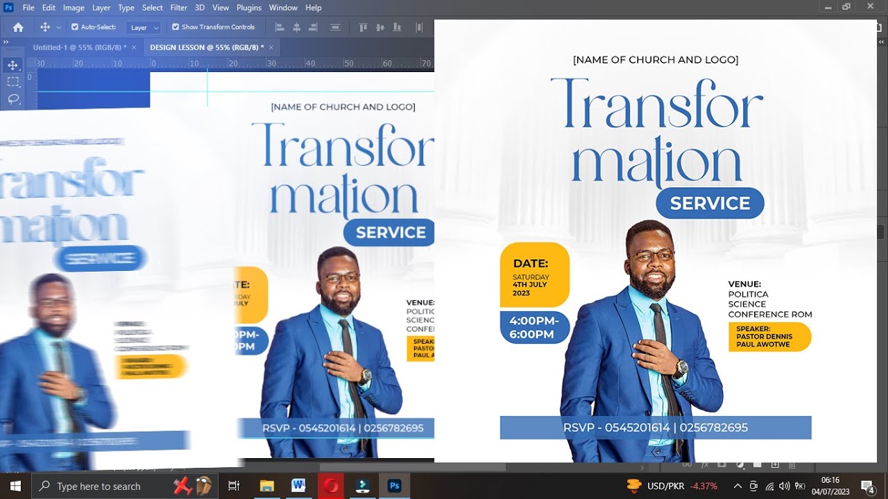 How To Design CHURCH FLYER In #Photoshop | Transformation Service - YouTube
