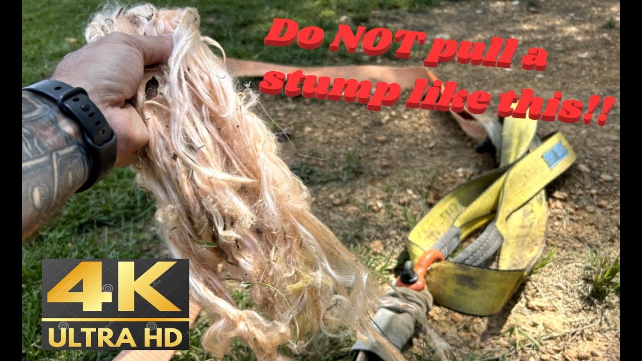 #13 Stump Pulling FAIL with snatch block and tackle pulleys and 15:1 ...