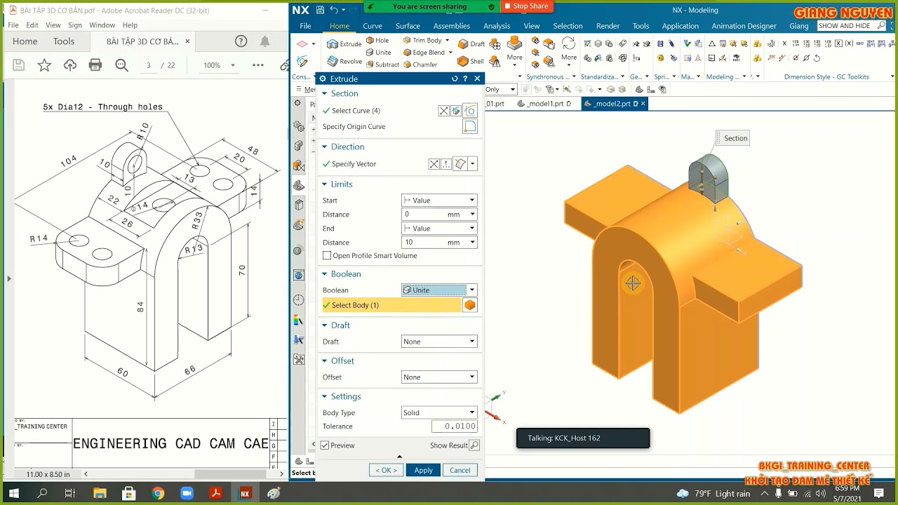 LESSON 4: EXTRUDE_HOLE_FILLET - YouTube