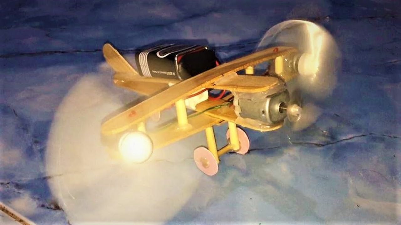 How to make A Small Plane with DC Motor Three Fan - Toy Wooden Plane ...