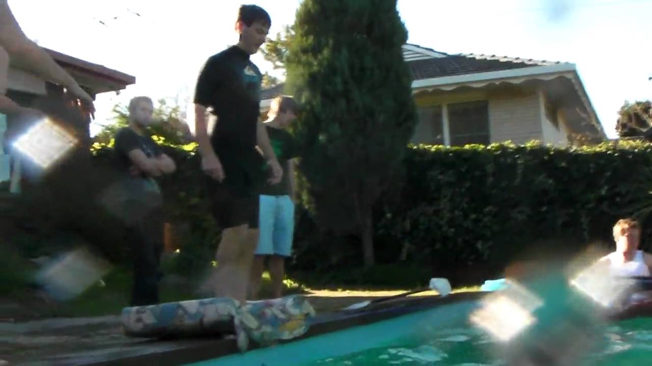 slackline over pool - YouTube