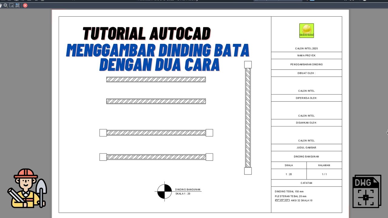 Tutorial Menggambar Dinding Bata Dengan Dua Cara | AutoCad - YouTube
