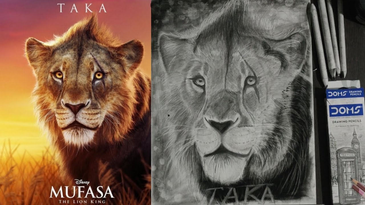 Drawing taka (Scar) from mufasa the lion king | part-2( Shading) - YouTube