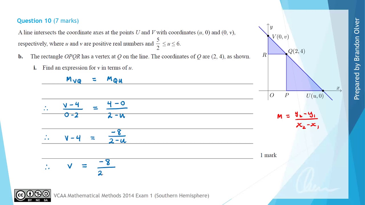 VCAA Mathematical Methods 2014 Exam 1 - Question 10 - YouTube