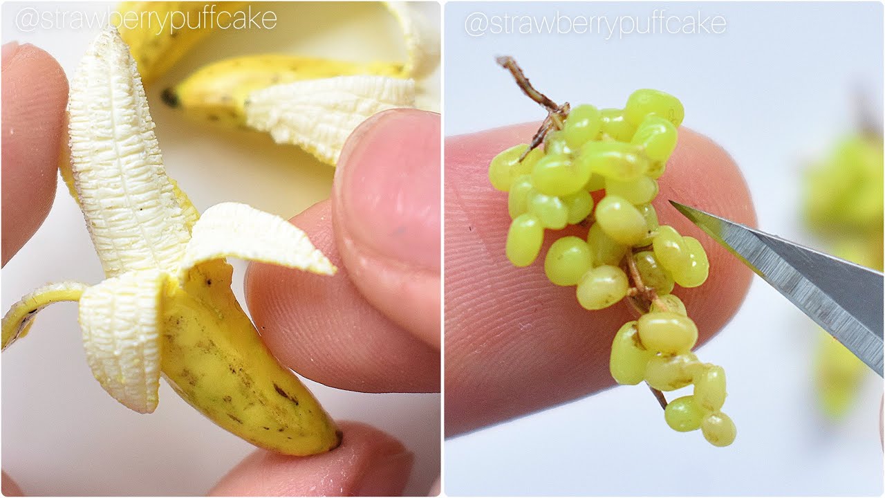 Miniature Art Making of Miniature Fruit 🍌 | FOOD | Strawberrypuffcake ...
