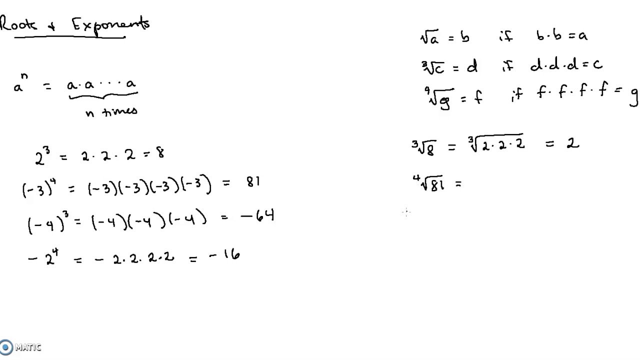 exponents and roots - YouTube