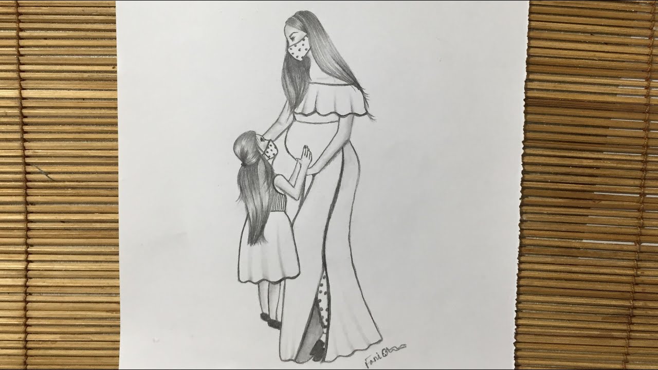 Mother's day drawing // Mother and Daughter Pencil Sketch // How to ...