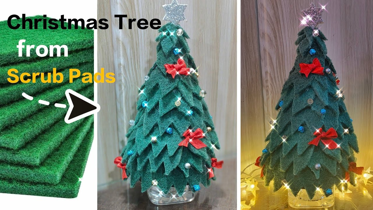 DIY Beautiful Christmas Tree From Scrub Pads/ Christmas Tree Craft/ 🎄# ...