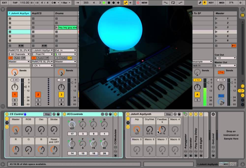 Using ColorSynth MIDI LED lights with Ableton Live and an arpeggiated ...