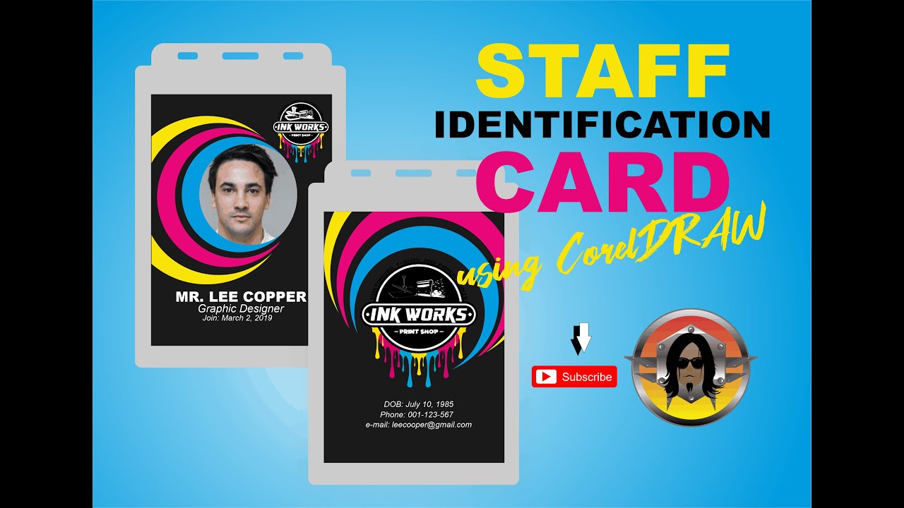 Identification Card (STAFF ID) using CorelDRAW - YouTube