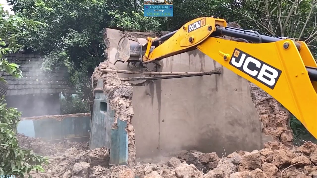 JCB Backhoe Working Video | Jcb Backhoe Loader Works For Breaking Home ...