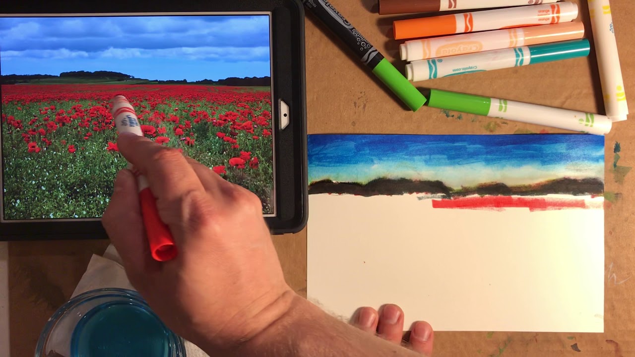 Just Markers Landscape Painting - YouTube