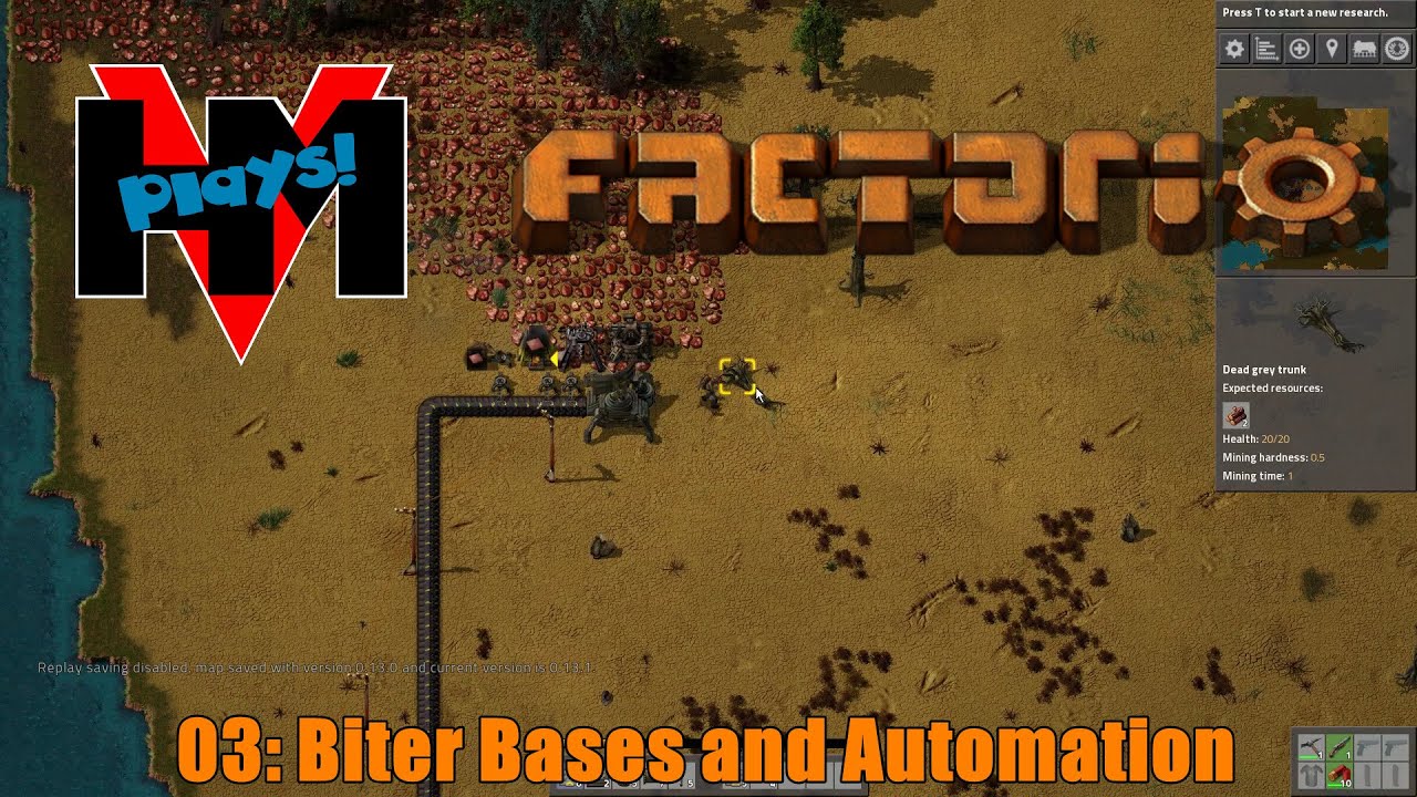 HMV Plays Factorio - 03: Biter Bases and Automation - YouTube