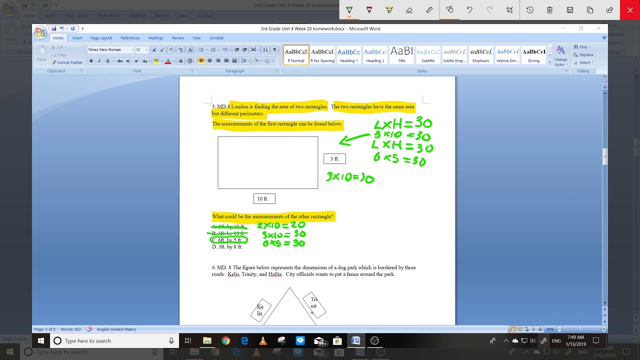 3rd Unit 4 Week 20 Homework Part 2 of 2 - YouTube