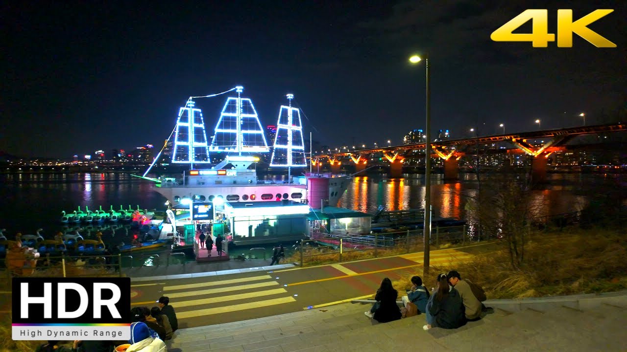 Han River. night walking along the Han River, Cheongdam Bridge | Seoul ...