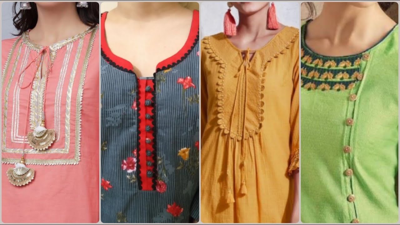 Very Beautiful Gotta Lace & Other Lace, Button Neck Designs Ideas - YouTube