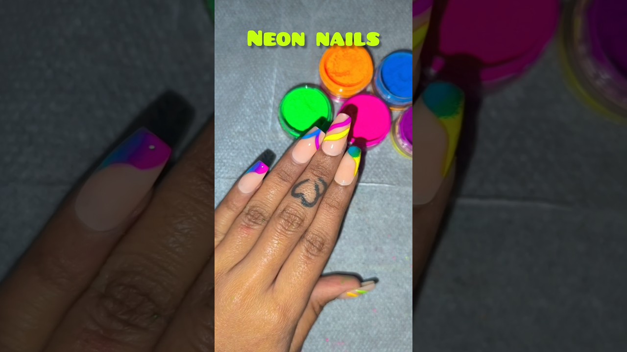 Neon pigmented nails tutorial 😍 #youtubeshorts #shortsfeed - YouTube