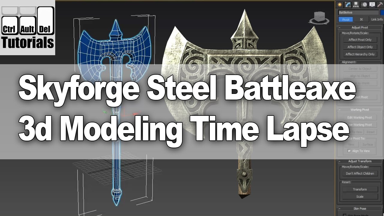 Skyforge Steel Battleaxe 3D Modeling Time Lapse - YouTube