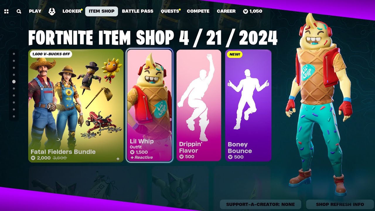 LIL WHIP IS BACK Fortnite item shop 4/21/2024 - YouTube