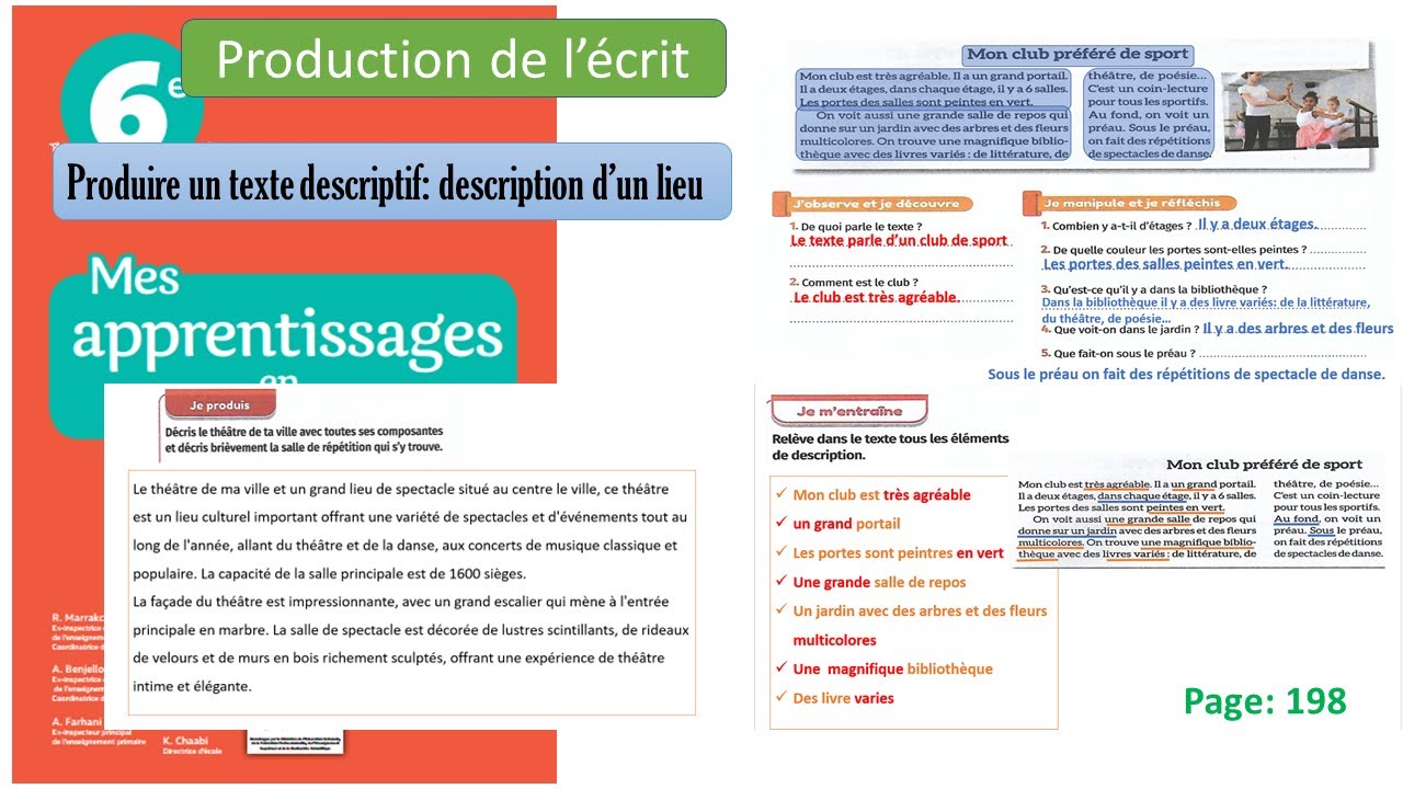 produire un texte descriptif description d'un lieu page 198 - YouTube
