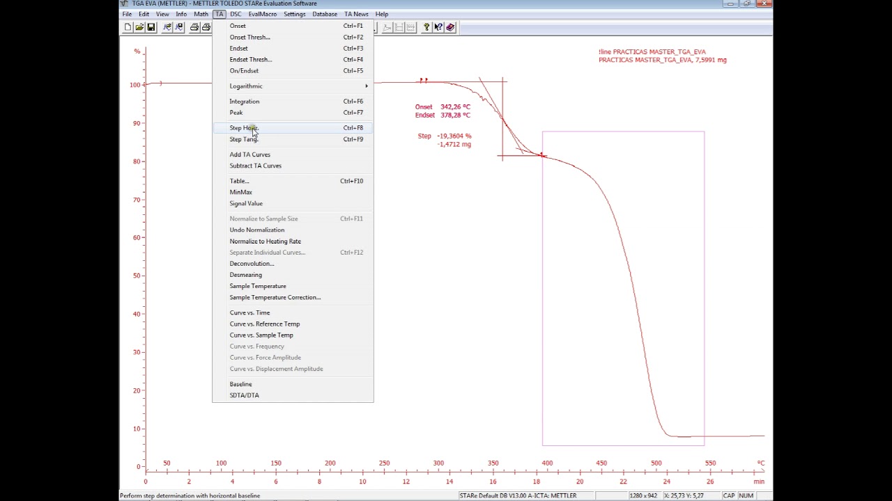 EVALUACIÓN DE GRÁFICAS DE TERMOGRAVIMETRÍA MEDIANTE SOFTWARE STARe ...