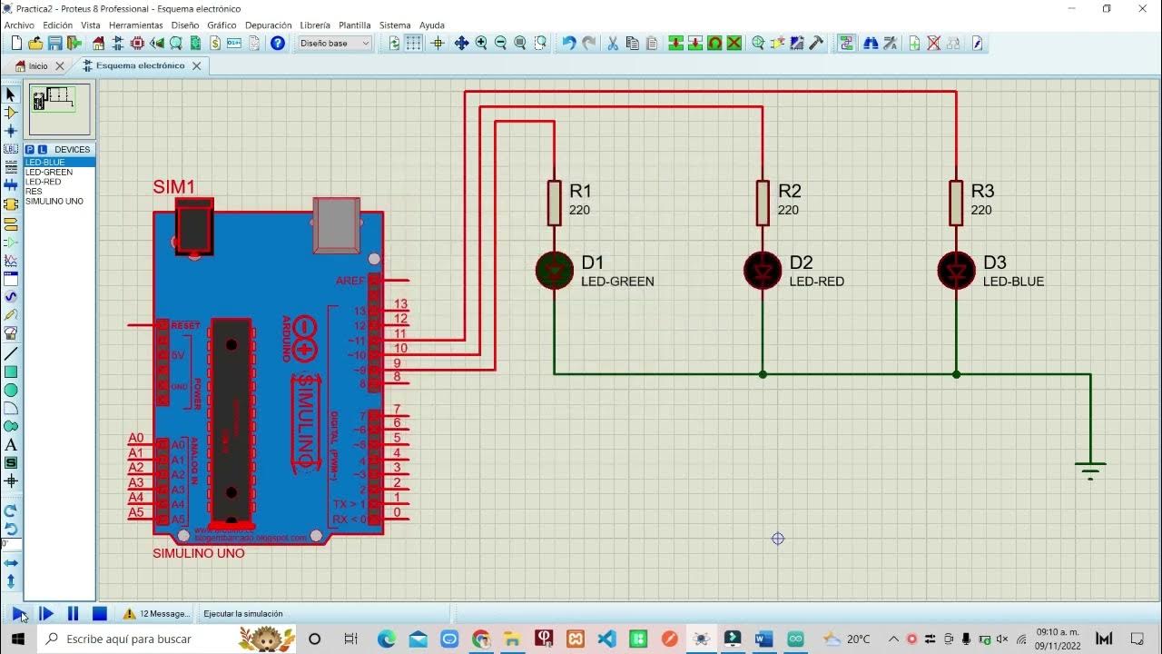 Practica 2 - Encender 3 leds - YouTube