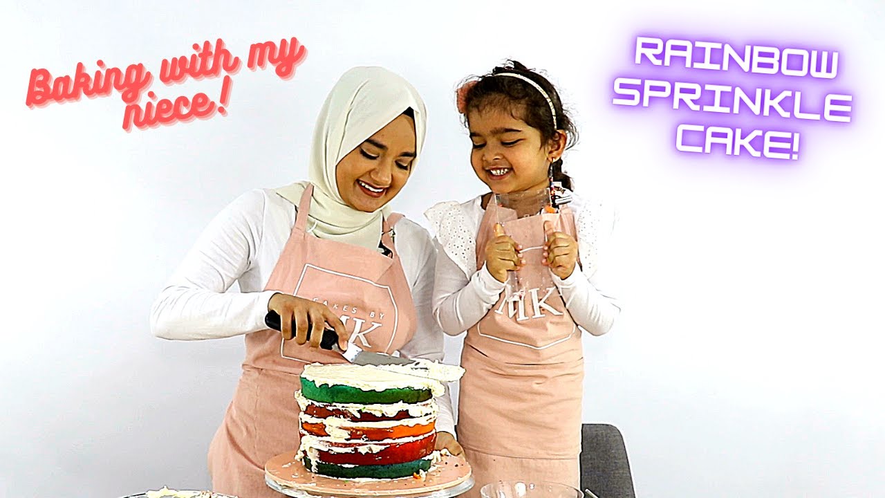 CUTEST VIDEO EVER! │ MAKING A RAINBOW SPRINKLE EXPLOSION CAKE WITH MY ...
