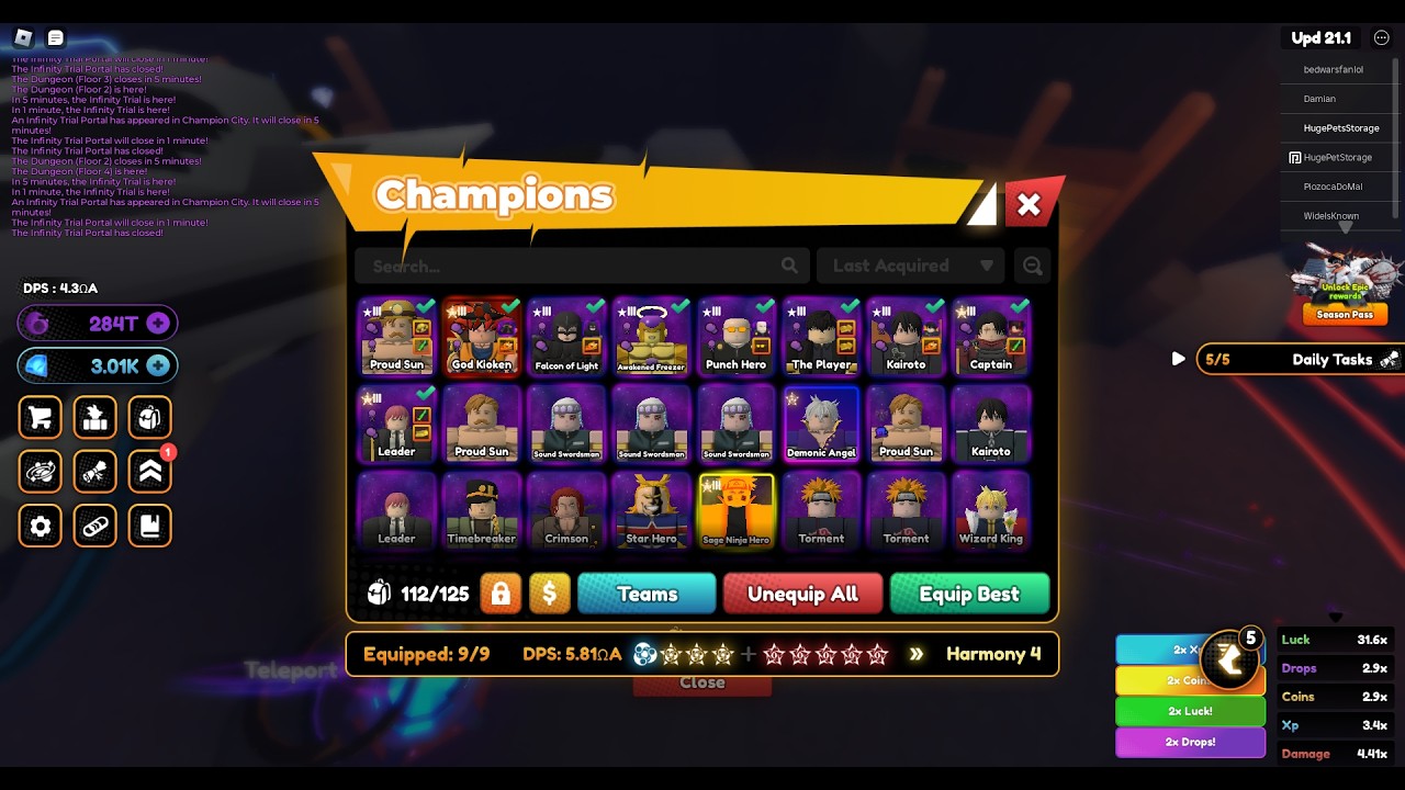 showing progress on anime champion simulator - YouTube