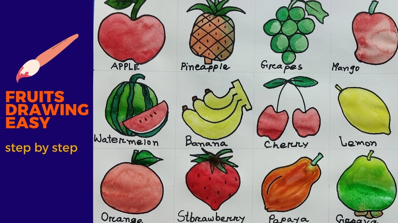 Super Easy Fruit Drawing Tutorial for Beginners! - YouTube