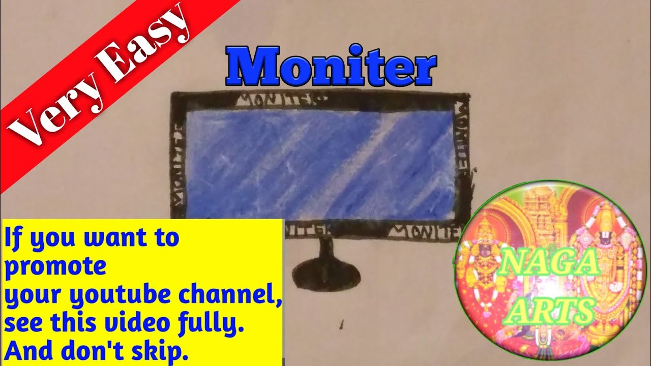 How to draw the Computer 💻 (Moniter) very easy step-by-step. - YouTube