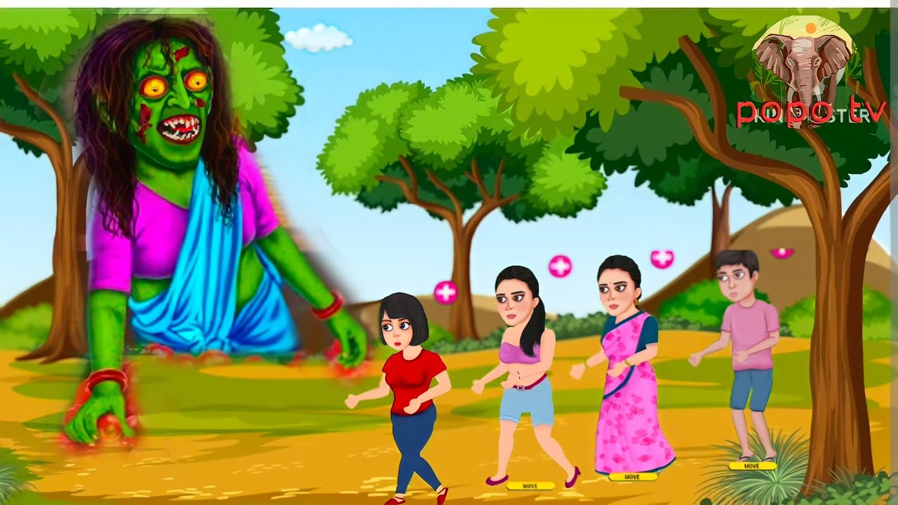 Horror churel and Village garls cartoon story - YouTube