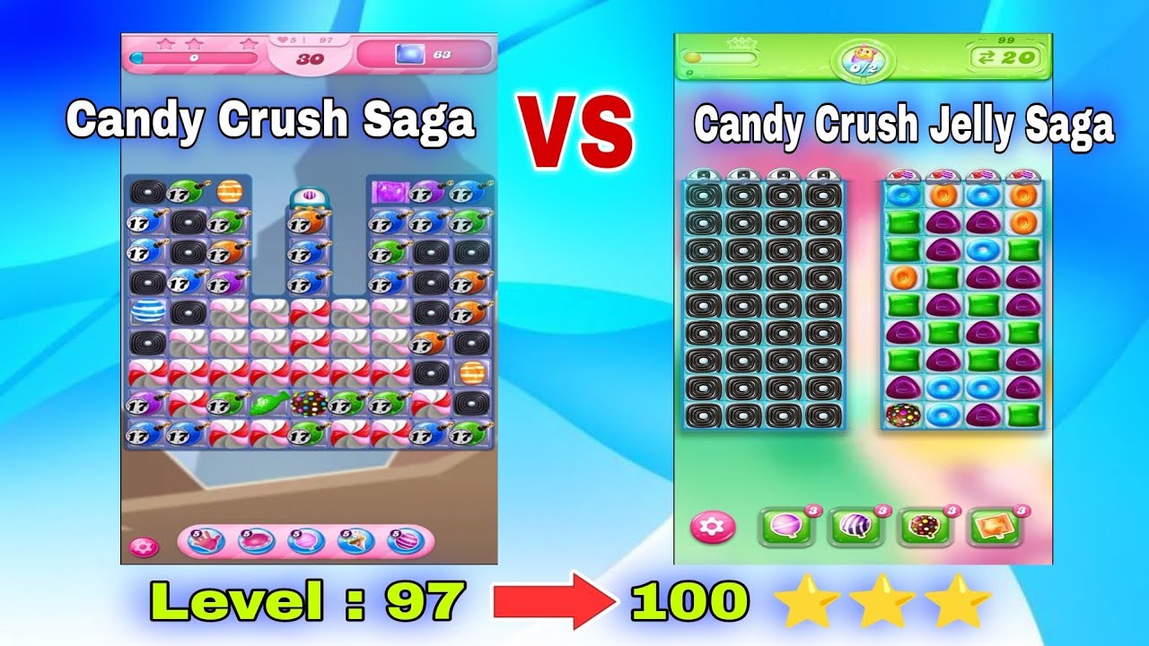 Candy Crush Saga VS Candy Crush Jelly Saga Level 97 - 100 ⭐⭐⭐ - YouTube