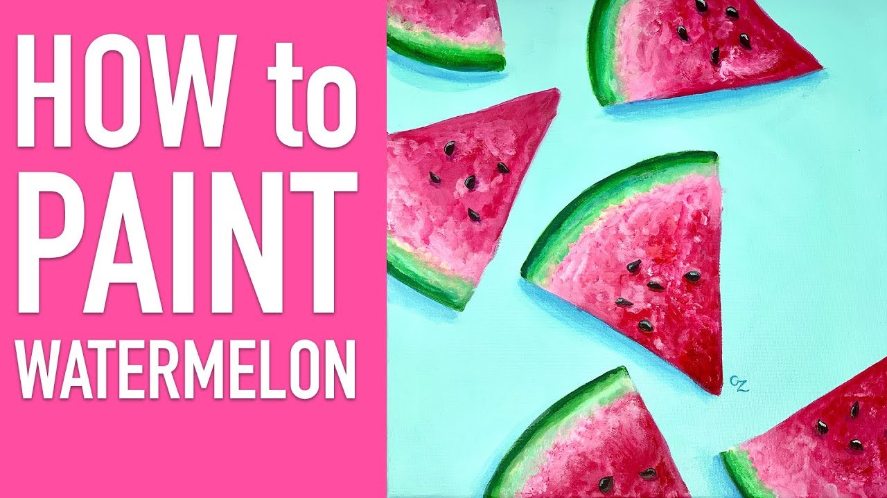 Time-lapse tutorial: How to paint Watermelon 🍉in acrylic - YouTube