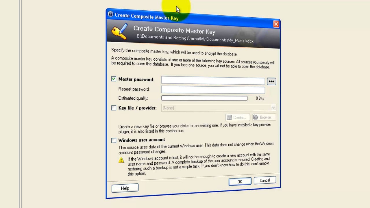 Keypass Create DataBase - YouTube