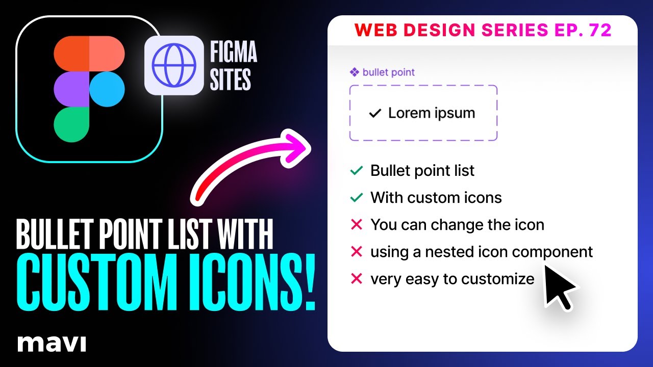 Custom Icon Bullet Points in Figma (Web Design ep.72 • #figma #course ...