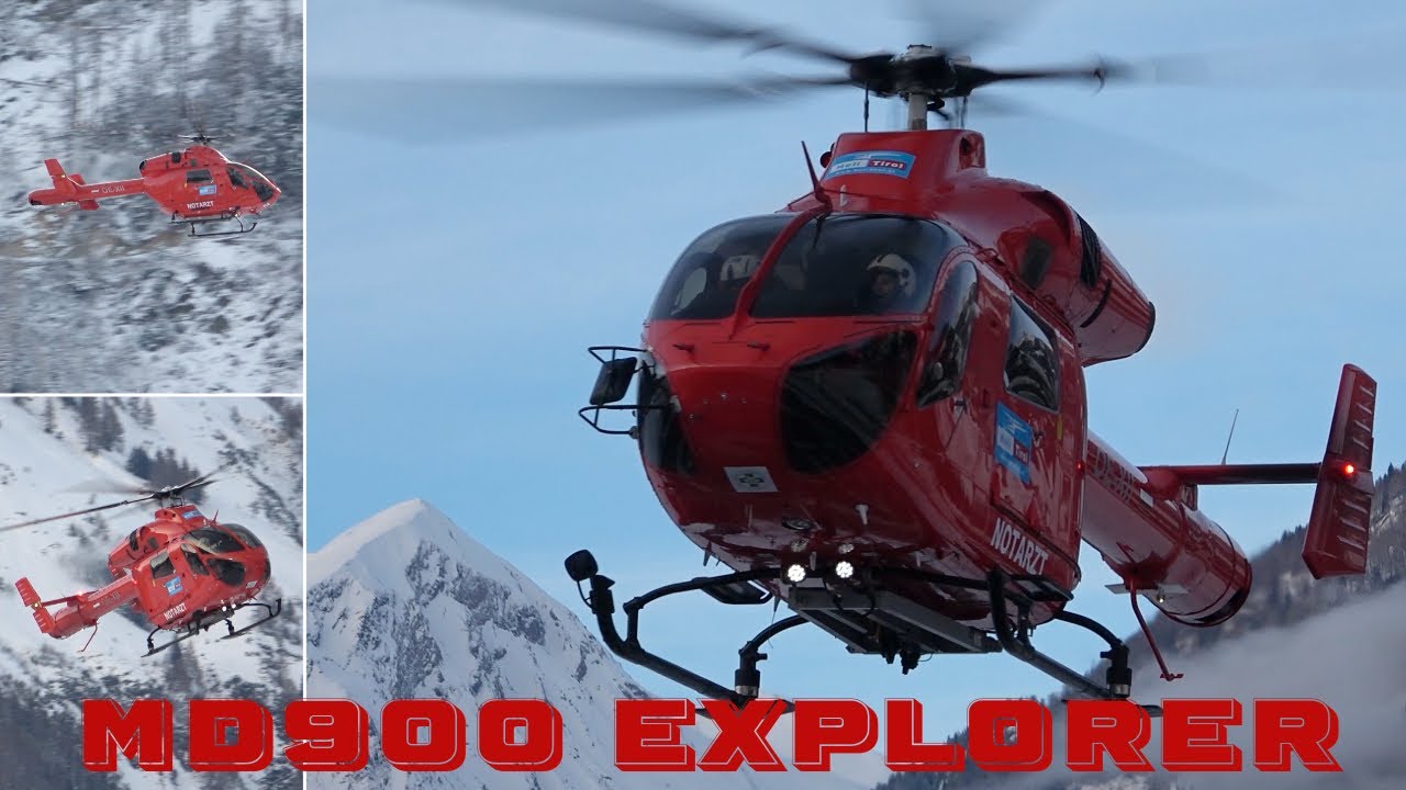 MD900 Explorer rescue helicopter landing at Matrei in Osttirol Heli ...