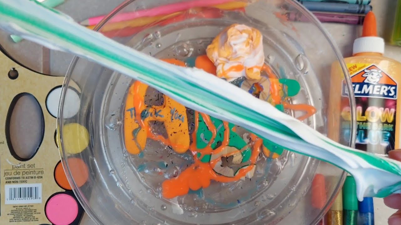 Art Rainbow Slime - Clear Slime Mixing ASMR - Satisfying Mortar and ...