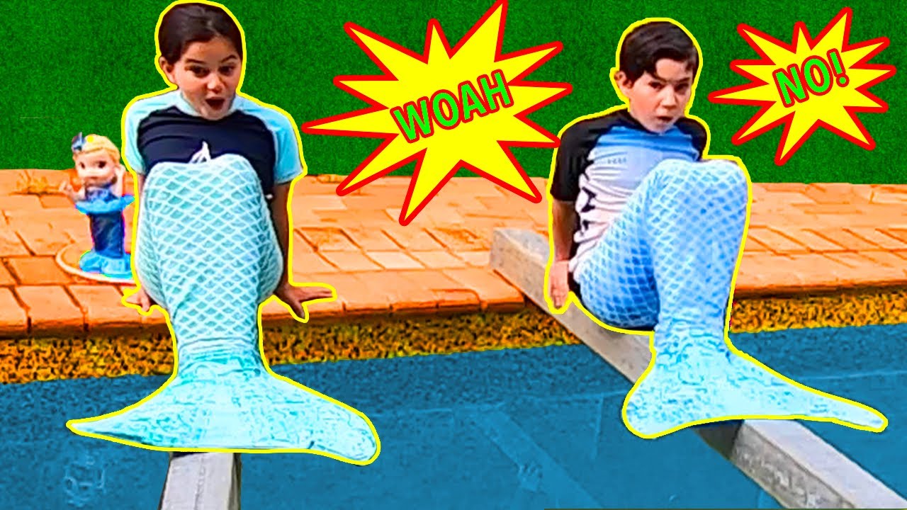 LAST TO FALL CHALLENGE as MERMAIDS - YouTube