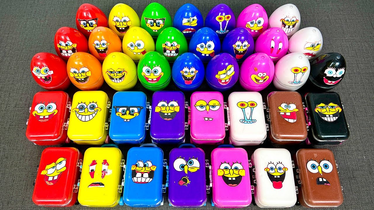 SpongeBob Slime & Clay Egg Surprise | ASMR Satisfying Unboxing All ...