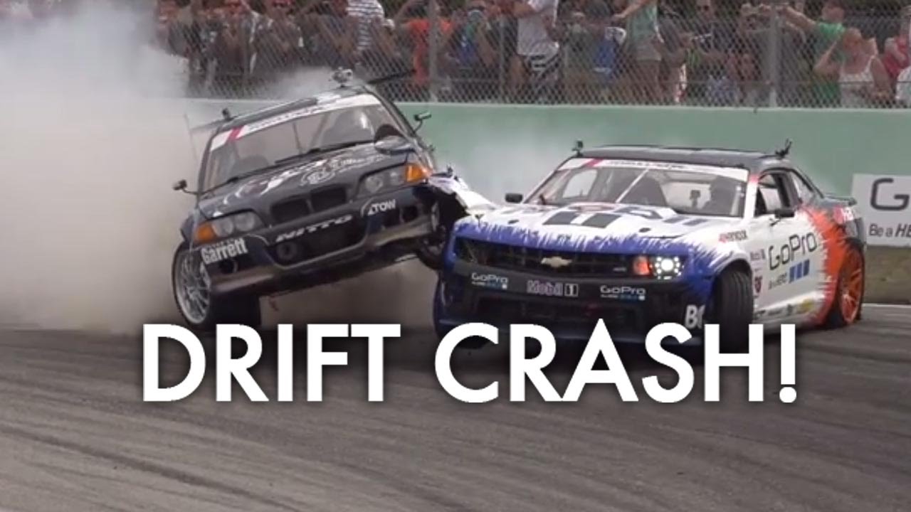 Insane Drift Crash - BMW jumps Camaro [LORENinHD] - YouTube