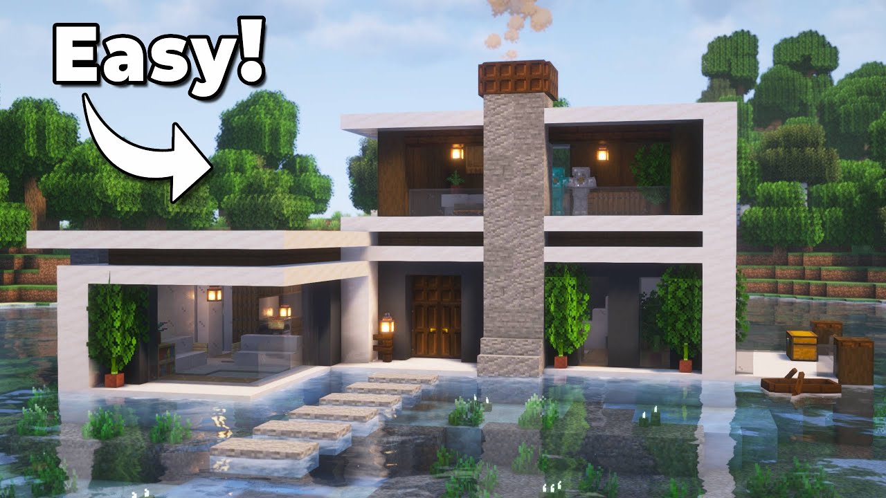 Minecraft: How to Build a LARGE Modern House | Tutorial - YouTube