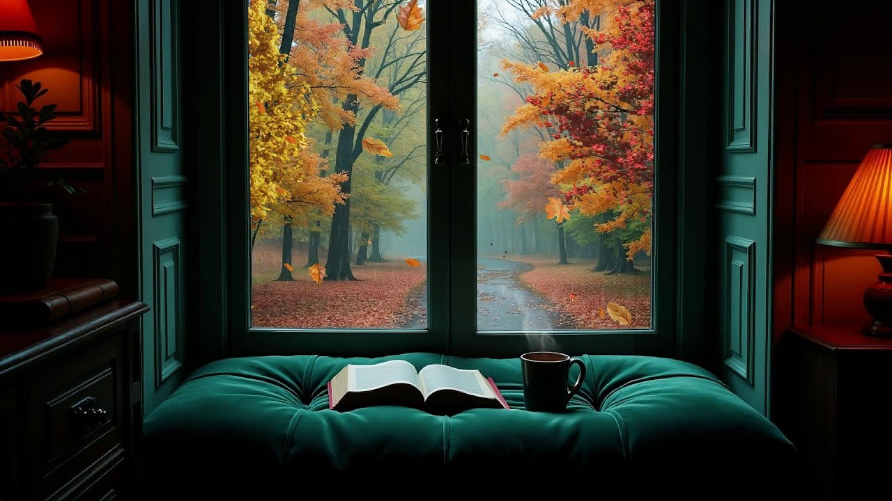 🍂 Cozy Fall Window Nook | Rainy Day Reading Ambience | Light Autumn ...