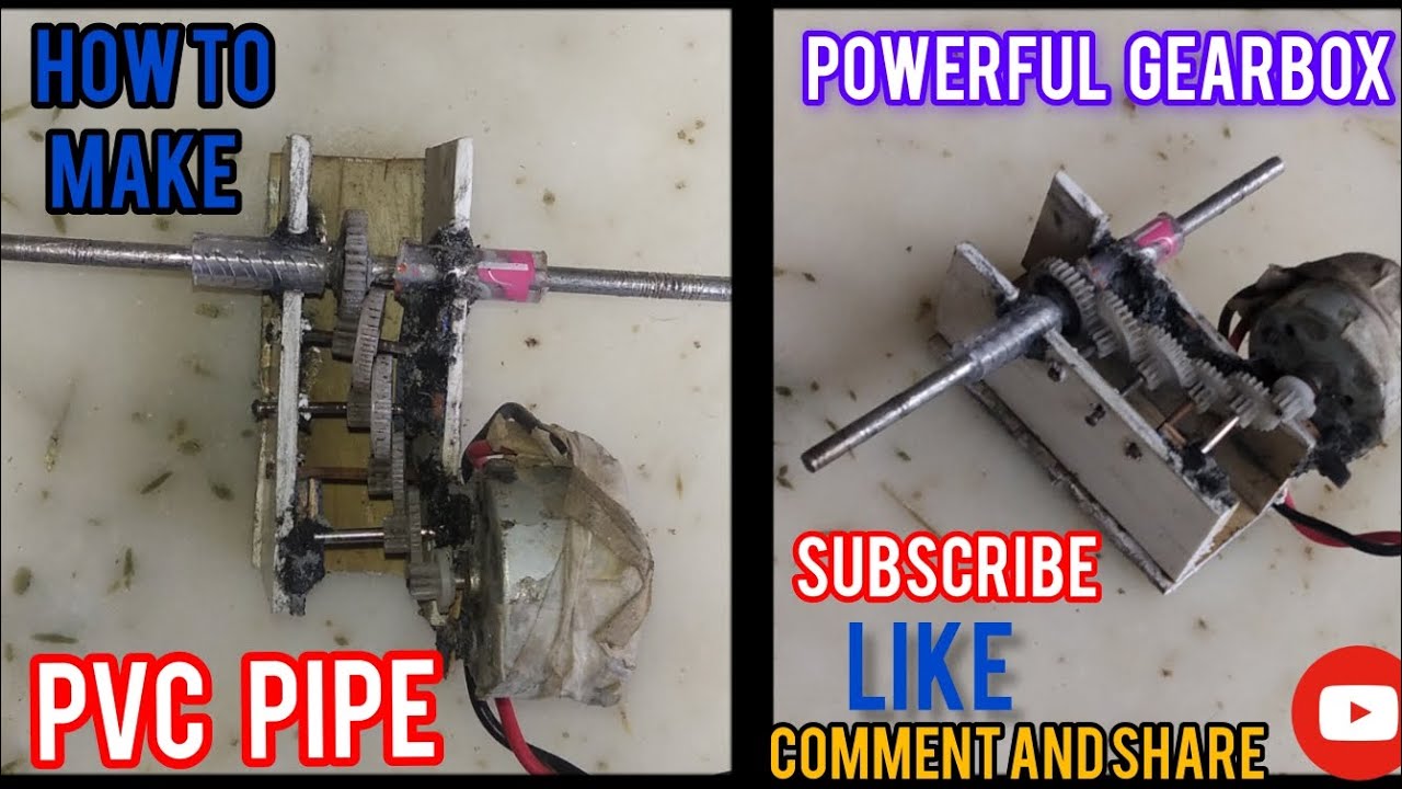 How to make a Rc tractor gearbox || for pvc pipe || plastic gear || 12v ...