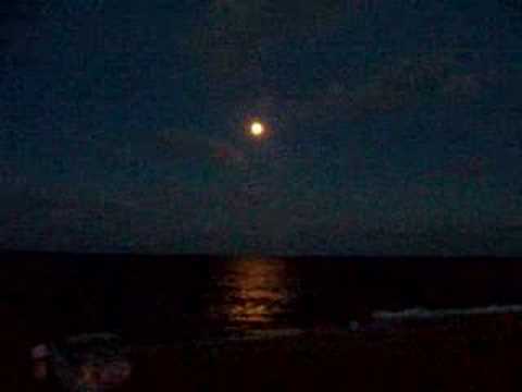 moon over beach at night - YouTube